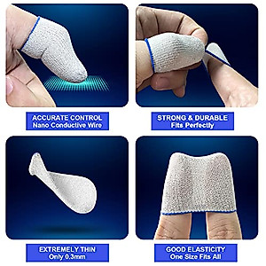 10 Piece Mobile Phone Gaming Finger Sleeves Finger Gloves Thumb Anti-Sweat Breathable Cool Finger Covers Glass Fiber for Mobile Game Touchscreen Finger for Phone Game PUBG
