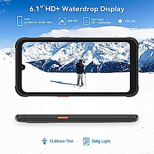 Blackview Rugged Smartphone Unlocked, 2023 BV5200 Dual SIM Unlocked Phones, 7GB+32GB/1TB Expand, IP68/IP69K Waterproof, Android 12, 5180mAh Battery, 6.1" HD+13MP Camera, NFC, Glove Mode, Face Unlock