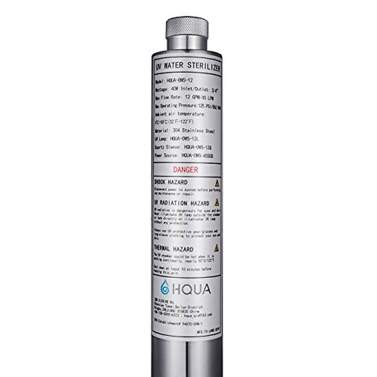 HQUA-OWS-12 Ultraviolet Water Purifier Sterilizer Filter for Whole House 12GPM 110V 40W Model HQUA-UV-12GPM + 1 Extra UV Tube