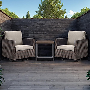 Rilyson Patio Chairs Rocking Swivel Chiar - Wicker Outdoor Patio Furniture Set of 2,PE Rattan Rocker Glider Chairs with Cushions for Outside Porch Deck Backyard Garden(Brown/Grey)