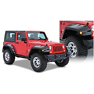 Bushwacker Max Coverage Pocket/Rivet Style Front Fender Flares | 2-Piece Set, Black, Textured Finish | 10045-02 | Fits 2007-2018 Jeep Wrangler JK Unlimited