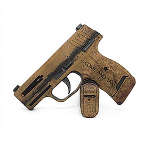 GunSkins Precut Pistol Skin for Sig Sauer P365 - Compatible with Airsoft AEG BB Gun - Vinyl Wrap - Easy to Install - 100% Waterproof - Matte Finish - Made in USA - GS Come and Take It