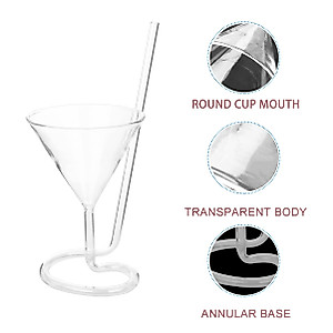 DOITOOL Spiral Cocktail Glass, Creative Vampire Filter Red Wine Glass, Long Tail Cocktail Straw Wine Glass Rotating Martini Glass, Transparent Red Wine Glass Wine Cup (Transparent) (1Pc)