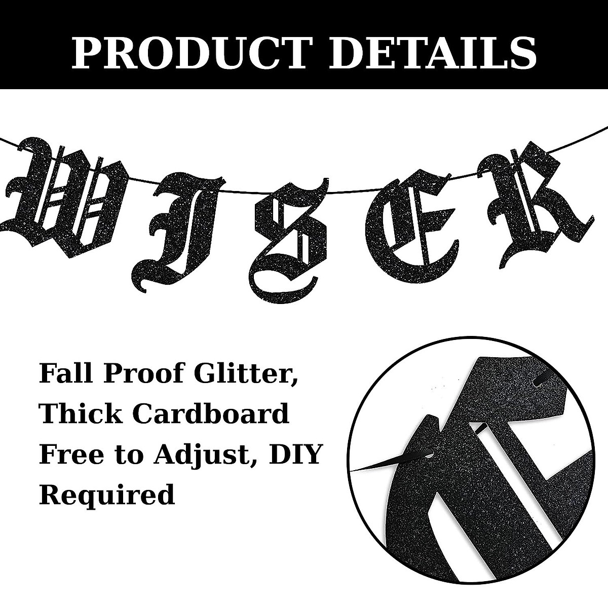 Older Wiser Hotter Banner Funny Black Party Decorations for Women Men Glitter Gothic 30th 40th 50th 60th Birthday Banner Funeral 30th Birthday Party Supplies