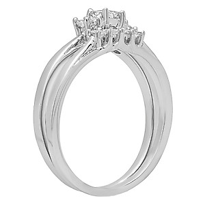 Dazzlingrock Collection 0.50 Carat (Cttw) 14K Princess Diamond Women 3 Stone Engagement Ring Set 1/2 CT, White Gold, Size 9