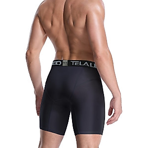 TELALEO 5 Pack Compression Shorts for Men Spandex Sport Shorts Athletic Workout Running Performance Baselayer Underwear Black/Double Blue/Double Gray XL