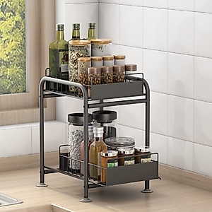 Under Sink Organizers and Storage, Stainless Steel 2-Tier Bathroom Organizer Counter, Kitchen Sink Organizers, Spice Rack, Organizers and Storage for Bedroom, Kitchen,Bathroom.