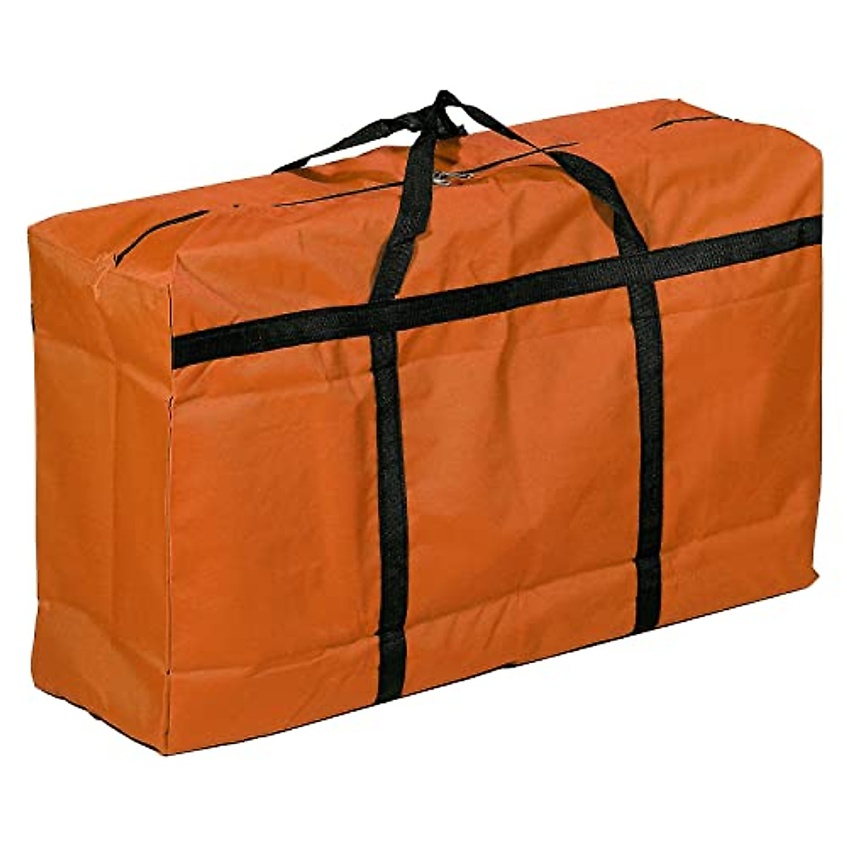 PATIKIL Storage Tote with Zippers, 125L Capacity Foldable Heavy Moving Tote Bags for Bedding Clothes, Orange