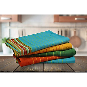 Gratico Kitchen Towels (20x28 Inches 12 Pack) Extra Large Premium Stripes Dish Towels for Kitchen Dish Cloths Highly Absorbent 100% Cotton Kitchen Hand Towels with Hanging Loop Tea Towels