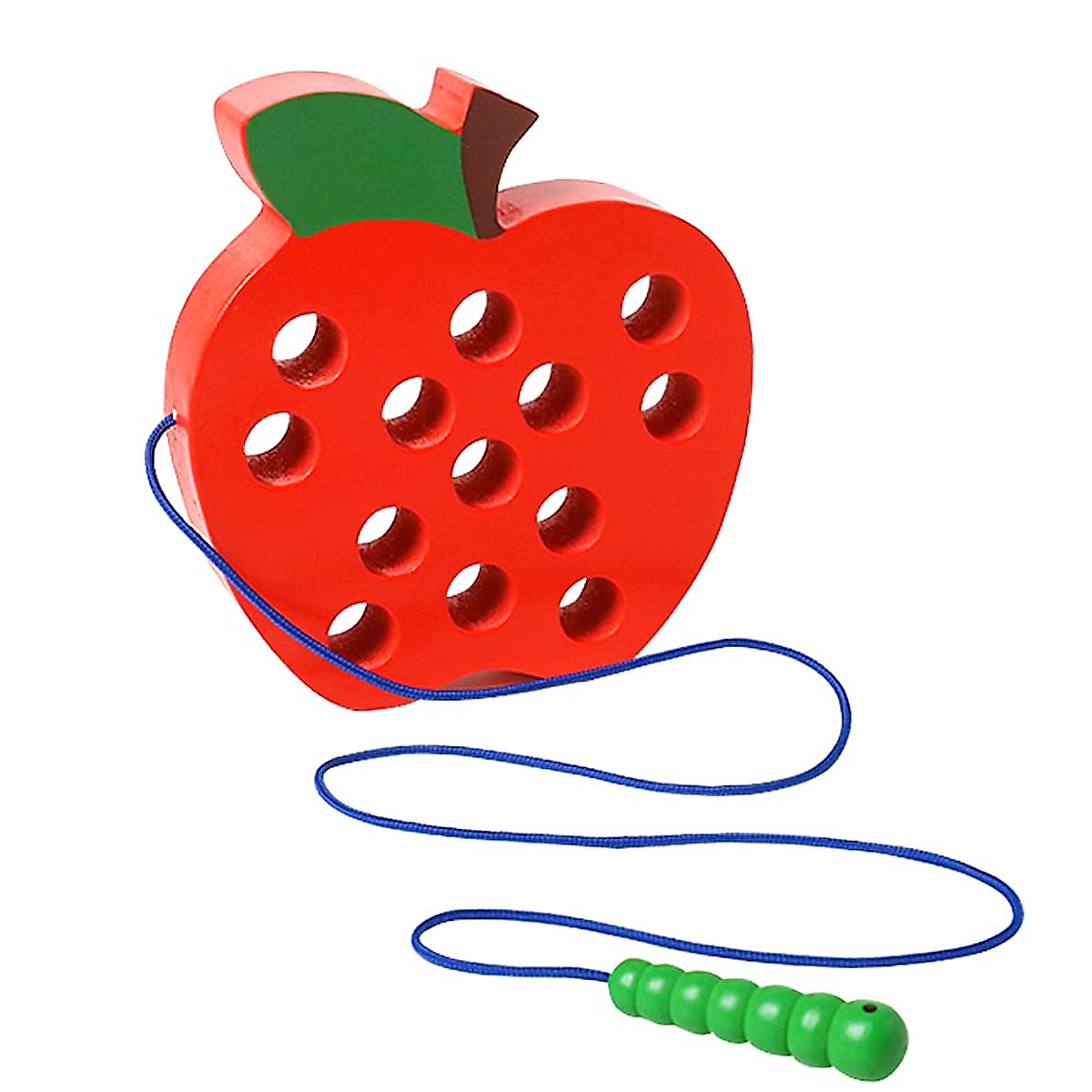 Lacing Toys for Toddlers 1-3,Wooden Threading Apple Baby Travel Toys,Montessori Education Sensory Toys Learning Fine Motor Skills, Wooden Block Puzzle Gifts for 1 2 3 Year Old Baby Kids Boys Girls