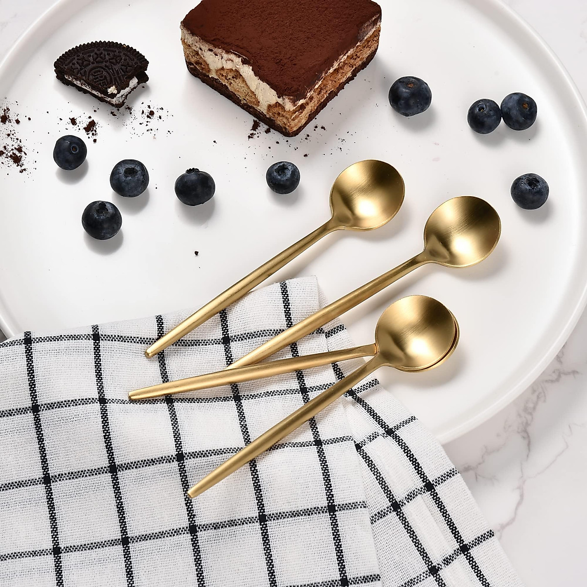 IMEEA Espresso Spoons Gold Demitasse Spoons Stainless Steel Coffee Spoons Mini Teaspoons 5.1-Inch, Set of 6