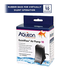 Aqueon QuietFlow Aquarium Air Pump 10, For 2-10 Gallon Tanks, Black