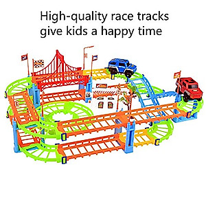 Race Tracks Toys for Kids Boys Girls Electric Car Create a Variety of Tracks 3 4 5 6 Year Old Boys Girls Best Gift (Colorful)