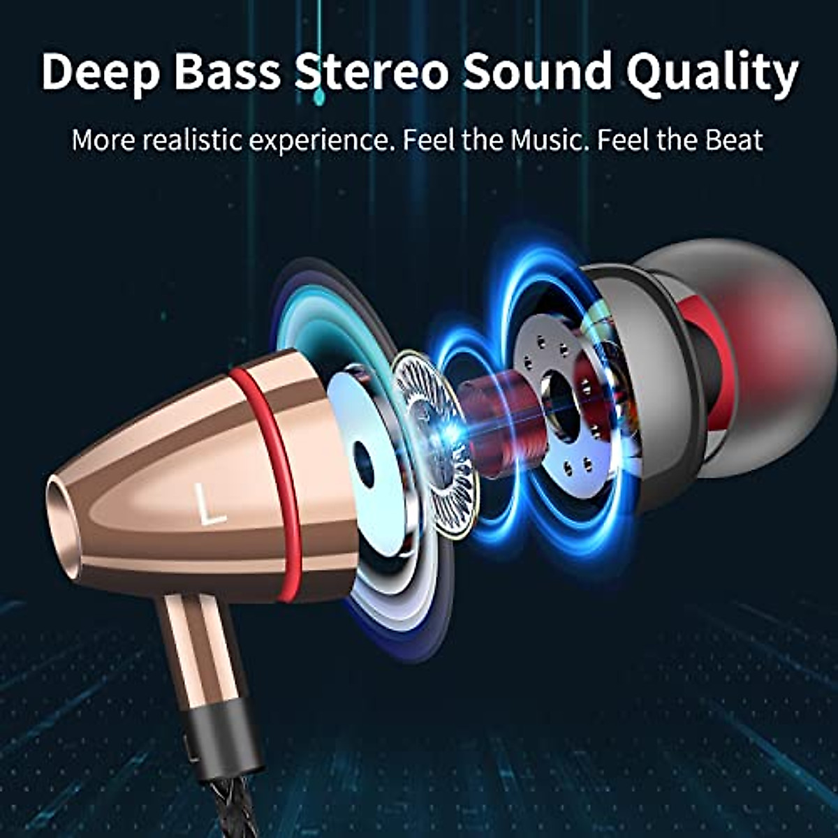 3.5mm Headphone for Samsung A13 A52s Earphone Hi-Fi Stereo Headphone Noise Cancelling Wired Earbuds in-Ear Headset with Mic Volume Control for Galaxy S10+, Moto G Pure, One 5G Ace, Pixel 5a Brown
