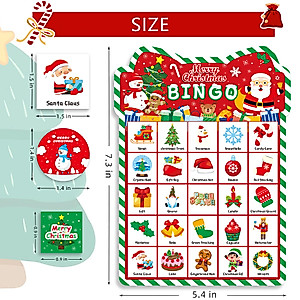 Funnlot Christmas Bingo Game for Kids, Christmas Games Christmas Crafts Christmas Activities with Reward Stickers for Kids Large Group Classroom Family Party Xmas