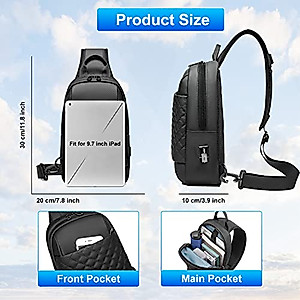 GYakeog Sling Bag for Men Women, Waterproof crossbody bag Tactical Sling Backpack for Men Shoulder Bag with USB Port Crossbody Chest for Outdoor Sport Travel Casaul black