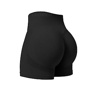 YEOREO Professional Women Workout Shorts 3.6" Scrunch Shorts Seamless High Waisted Contour Gym Yoga Biker Shorts Black