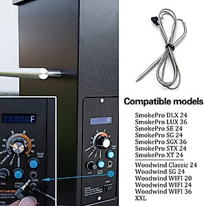 2-Pack Replacement for Camp Chef Meat Probe High-Temperature Meat BBQ Probe, Compatible with Camp Chef Pellet Grills, with 2 pc Stainless Steel Grill Holder Clips