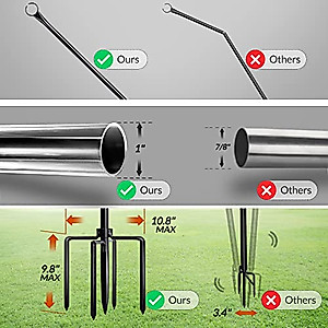 Walensee String Light Poles with Hook Outdoor Metal Lighting Pole for Hanging String Lights for Garden Party 9.4FT Lights Hanger with 5-Prong Fork Steel Stand Holder for Patio Christmas Wedding