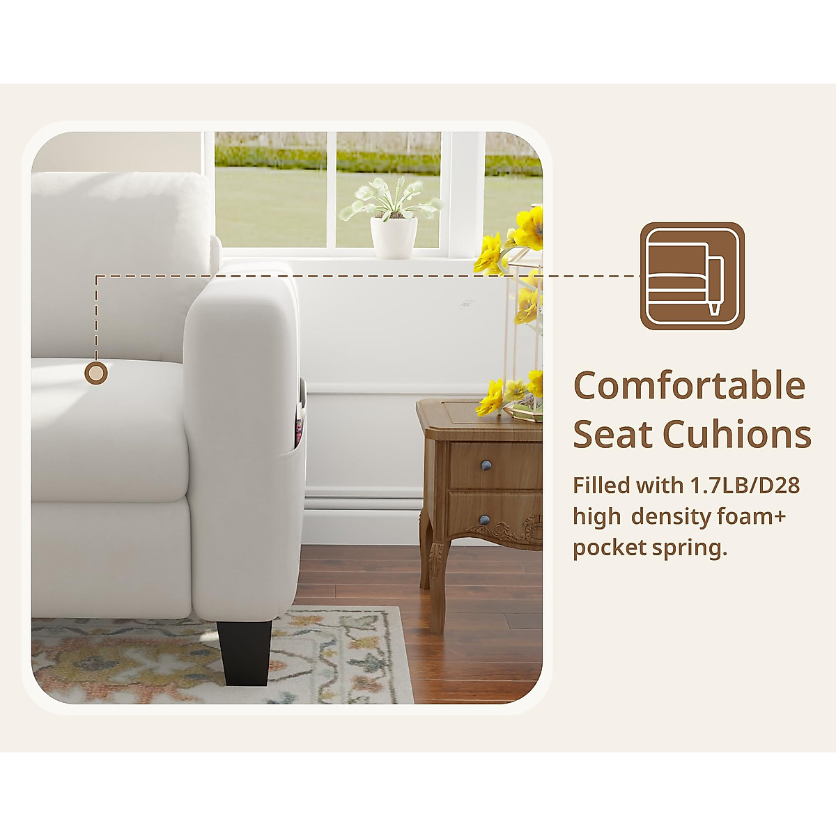 Woyomeub Sectional Sofa Couches for Living Room 78" L Shaped Sofas with Storage Ottoman Small 3 Seater Couch Velvet Fabric, Beige