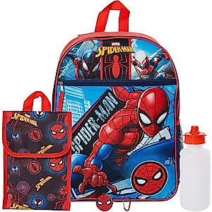 Fast Forward Marvel Spiderman Backpack Set for Kids, 16 inch with Lunch Bag and Water Bottle