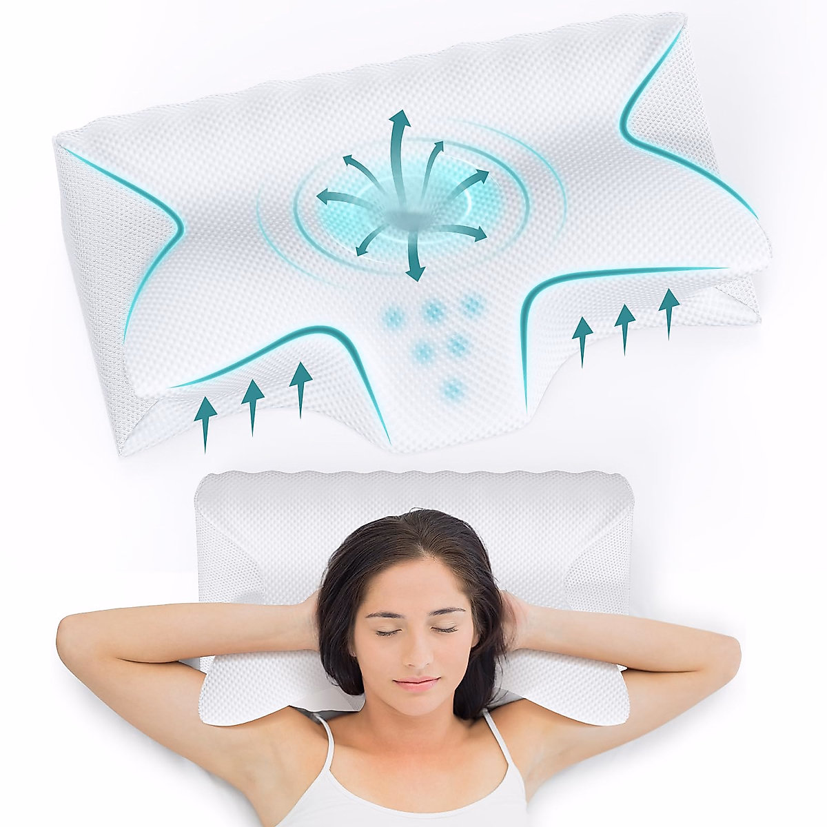 Cervical Neck Pillow Neck Pain Relief, Adjustable Ergonomic Memory Foam Pillow for Neck and Shoulder Pain Relief, Bed Contour Support Pillows for Side Sleepers, Back & Stomach Sleepers