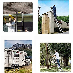 LABLT Aluminum Extendable Ladder Collapsible Ladder Folding Telescoping Ladder, Multi-Use, 330 lbs Capacity, 10.5FT/12.5FT/14.5FT