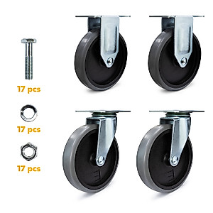Olympia Tools Utility Cart Replacement Casters - Heavy Duty Casters, 4.7 Inch, Pack of 4 with 2 Rigid, 2 Swivel Casters, 87-884
