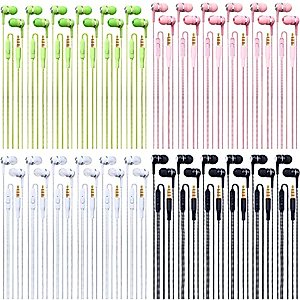 24 Pack Earbuds Pack Wire Earbuds with Microphone in Ear Headphones with Heavy Bass 4 Colors Wire Headphones Noise Isolating Ear Phones Stereo Sound Headphones with Mic for Classroom School Library
