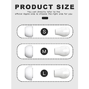 Brujula 3 Pairs AirPods Pro Ear Tips Ear Hooks Covers, Reduce Pain, Silicone Accessories, Anti-Slip Replacement Ear Tips, Fit in The Charging Case (M)