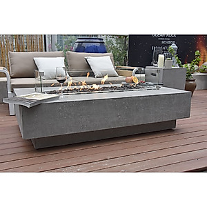 Elementi Manhattan Outdoor Gas Firepit Table 36 Inches Natural Gas Fire Pit Patio Heater Concrete High Floor Clearance Firepits Outside Electronic Ignition Backyard Fireplace Cover Lava Rock Included