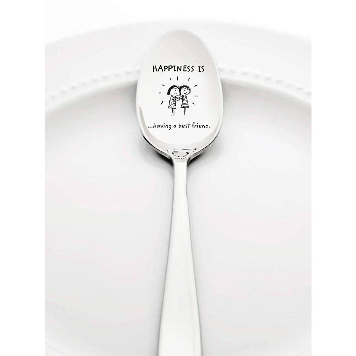 BIGEVENTS Happiness is having a Best friend Spoon Engraved teaspoons coffee spoon coffee spoons my peanut butter spoon Silver 7 A1 A1