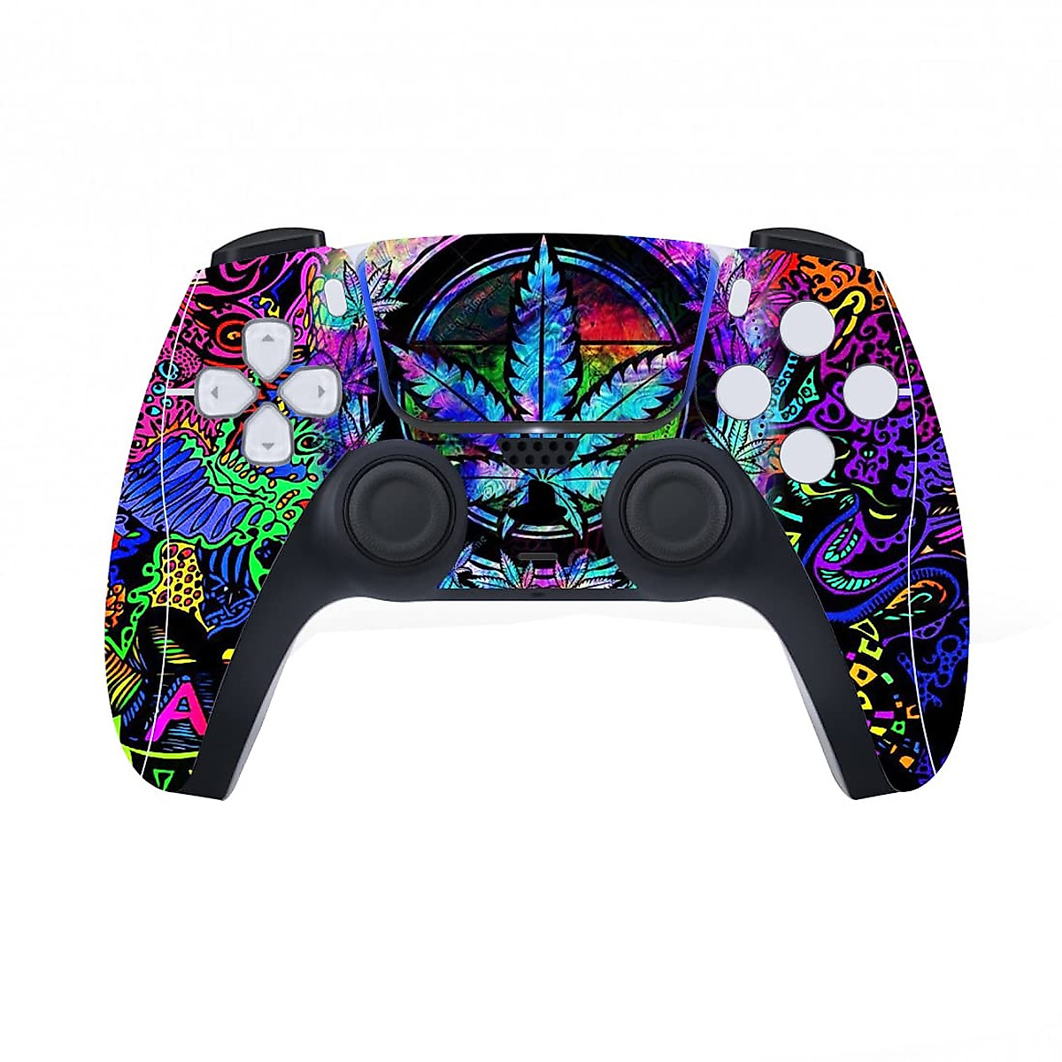 PlayVital Psychedelic Leaf Full Set Skin Decal for ps5 Console Digital Edition, Sticker Vinyl Decal Cover for ps5 Controller & Charging Station & Headset & Media Remote