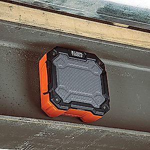 Klein Tools AEPJS3 Bluetooth Jobsite Speaker With Magnet and Hook, 20-Hr Run Time, Charge Devices Via USB A or C Ports, Daisy Chain for Pairing, Hands Free Capable, IP54 Dust and Water Resistant