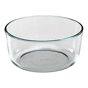 Pyrex Storage Plus 7-Cup Round Glass Food Storage Dish, Blue Cover, Pack of 2