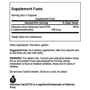 Swanson Selenium (L-Selenomethionine) - Herbal Supplement Promoting Heart Health & Prostate Health - May Support Immune System & Thyroid Health - (300 Capsules, 100mcg Each) 2 Pack