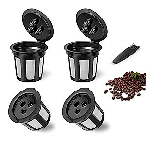 Reusable K Cups for Ninja Dual Brew Coffee Maker, 4 Pack Reusable K Pod with Clean Brush, 3 Hole Permanent K Cups Filters Coffee for Ninja Coffee Maker Filter CFP201 CFP301 CFP400 Dual Brew Pro