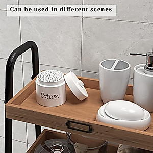 LEETOYI Ceramic Cotton Swabs Holder Organizer with Lid,Storage Canisters for Cotton Swabs White