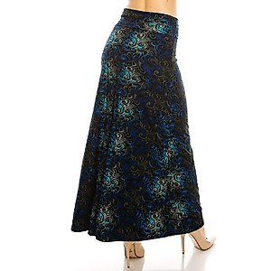 Eevee Women’s Casual Long Maxi Skirts - Basic High Waist Fold Over Soft Floor Length Stretch Casual Boho Lounge Beach B-21 One Size