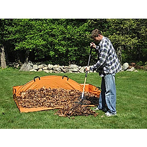 EZ Leaf Hauler Reusable Cleanup Tarp for Lawns and Gardens - Landscape and Yard Accessories, Rake Leaves and Debris, Easy To Use, Collapsible Design, Sport, ( 4’ X 6’), Orange