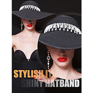 Cutecrop 3 Pcs Rhinestone Fringe Cowboy Hat Band for Men Women Adjustable Hat Belt Bling Western Style Hat Accessories