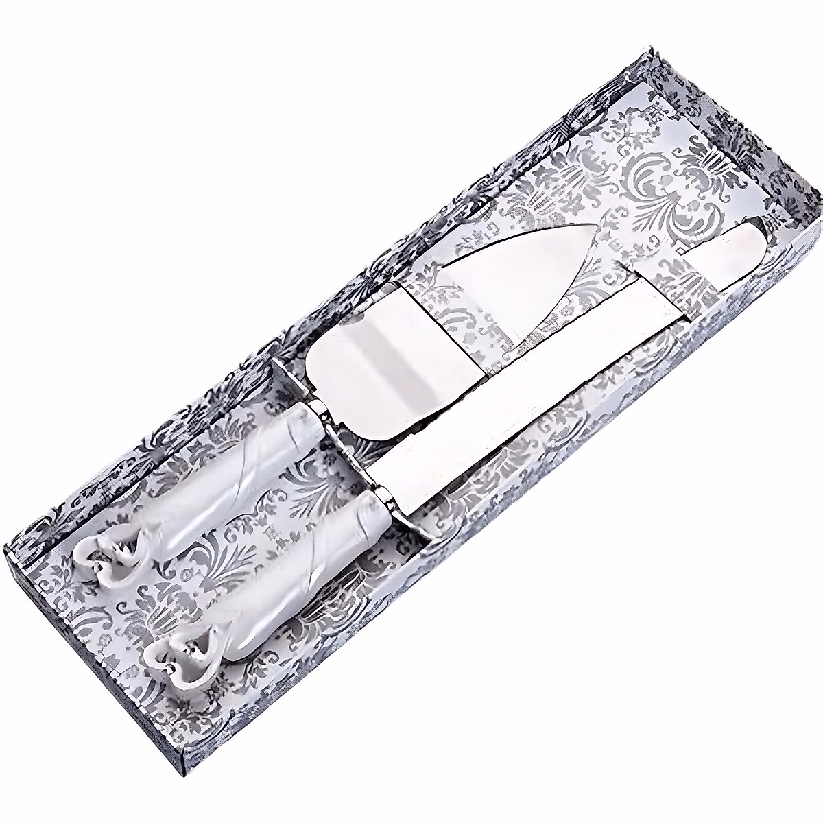 Weierken 2Pcs Cake Cutting Set for Wedding, Cake Pie Pastry Servers, Elegant Stainless Steel Silverware Cake Knife for Valentine's Day, Birthdays, Christmas, New Year Party