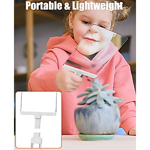 Magnifier for Reading 2x-3x Hands Free Magnifying Glass Neckwear Rectangular Full Page View, for Seniors, Men and Women, Magnifying Lens for Sewing, Cross Stitch, Needlepoint, Jewelry, Coins(White)