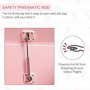 Qaba Kids Toy Chest Wooden Toy Storage Organizer Chest Box with Magnetic Hinge, Large Storage Space, & Groove Handle, Pink