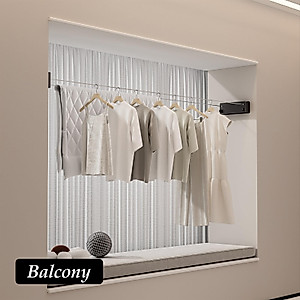 Danpoo Retractable Clothesline Outdoor/Indoor, Double Lines for Hanging Clothes with 13.8 Ft Steel Wire, Heavy Duty Clothing Line Wall Mounted, Black