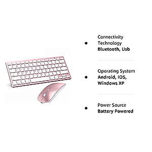 Bluetooth Keyboard and Mouse Combo,Wireless Keyboard and Mouse for iPad pro/iPad Air/iPad/iPad Mini, iPhone (iPadOS 13 / iOS 13 and Above), (Rose Gold)
