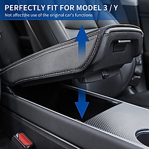 Tesla Model 3/Y Armrest Accessories - Wonarby Center Console Cover for Tesla - Car Armrest Box Cover Decoration Interior for Model 3 2017-2023 2024 2025 or Model Y 2020-2023 2024 2025 - Black