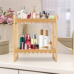 Graceware Over The Toilet Storage Shelf with Adhesive Stickers, Easy Install 2-Tier Bathroom Toilet Shelf Rack Organizer, Bamboo Small Bathroom Above Toilet Storage Rack for Space Saver
