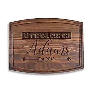 Personalized Charcuterie Board Custom Mr Mrs Cutting Board Arched Wood Engraved Walnut Cutting Board