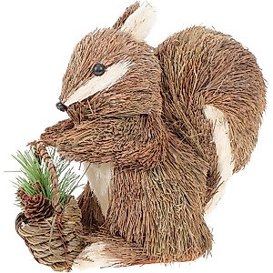 Wakauto Christmas Squirrel Figurine Fake Grass Squirrel Fall Decor Lawn Nativity Animal Ornament Simulation Squirrels Model Statue Outdoor Decor for Holiday Party Supplies
